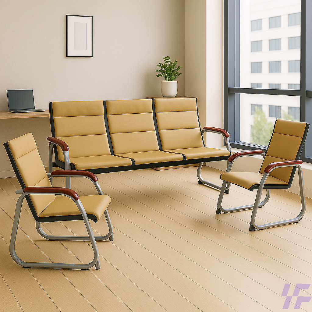Brown 5 Seater Waiting Sofa - Intercom Furniture