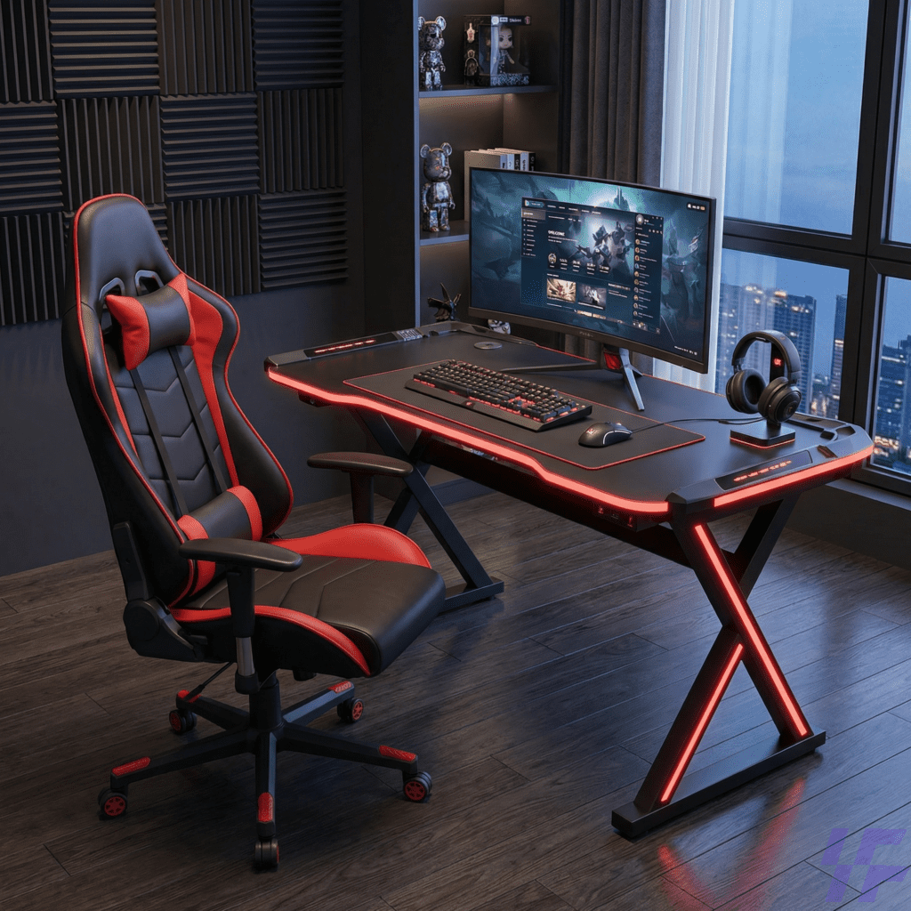 1.4M Gaming Table WITH Lighting - Intercom Furniture